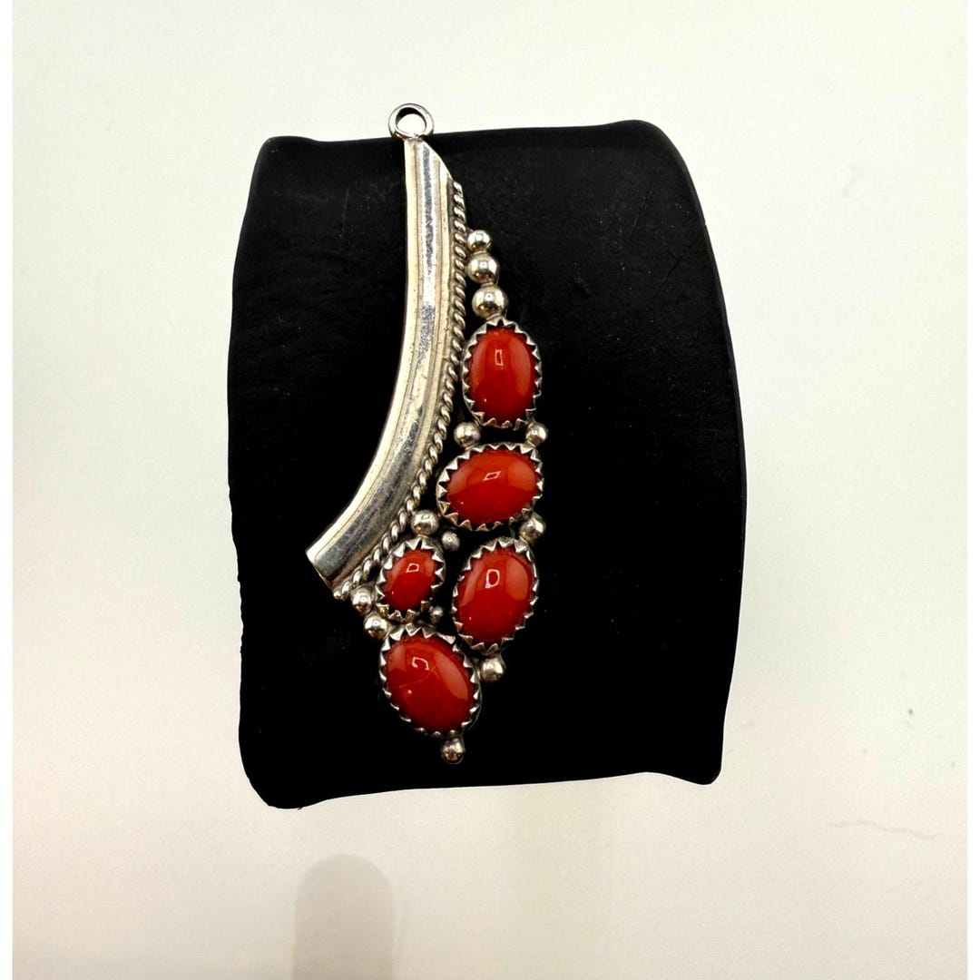 Rare Darrell Victor Apache Coral Pendant - Etsy