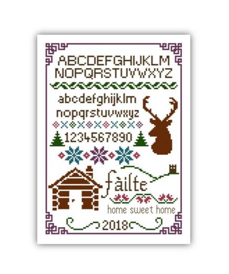 Cross Stitch Pattern Sampler Scottish Fàilte Home Sweet Home - Etsy