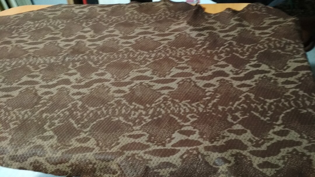 Brown Snake & Phyton Pattern Embossed Textured Printed Cow Skin Remnant ...