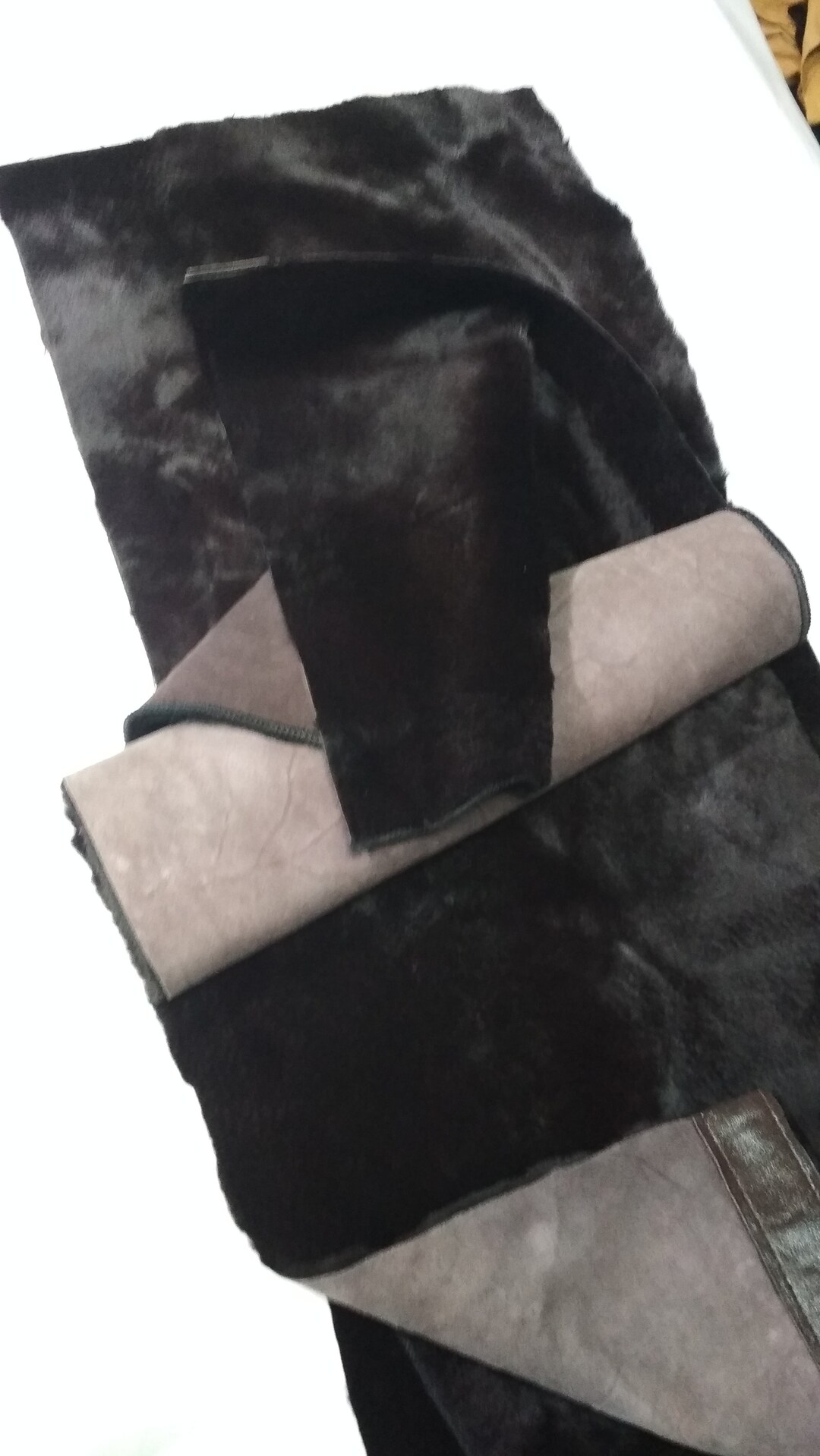 Dark Brown 3 Pcs Jacket Panels Hair on KANGAROO Pelt Leather Hide Pelt ...