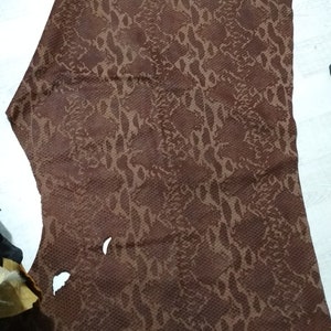 Brown Snake & Phyton Pattern Embossed Textured Printed Cow Skin Remnant ...