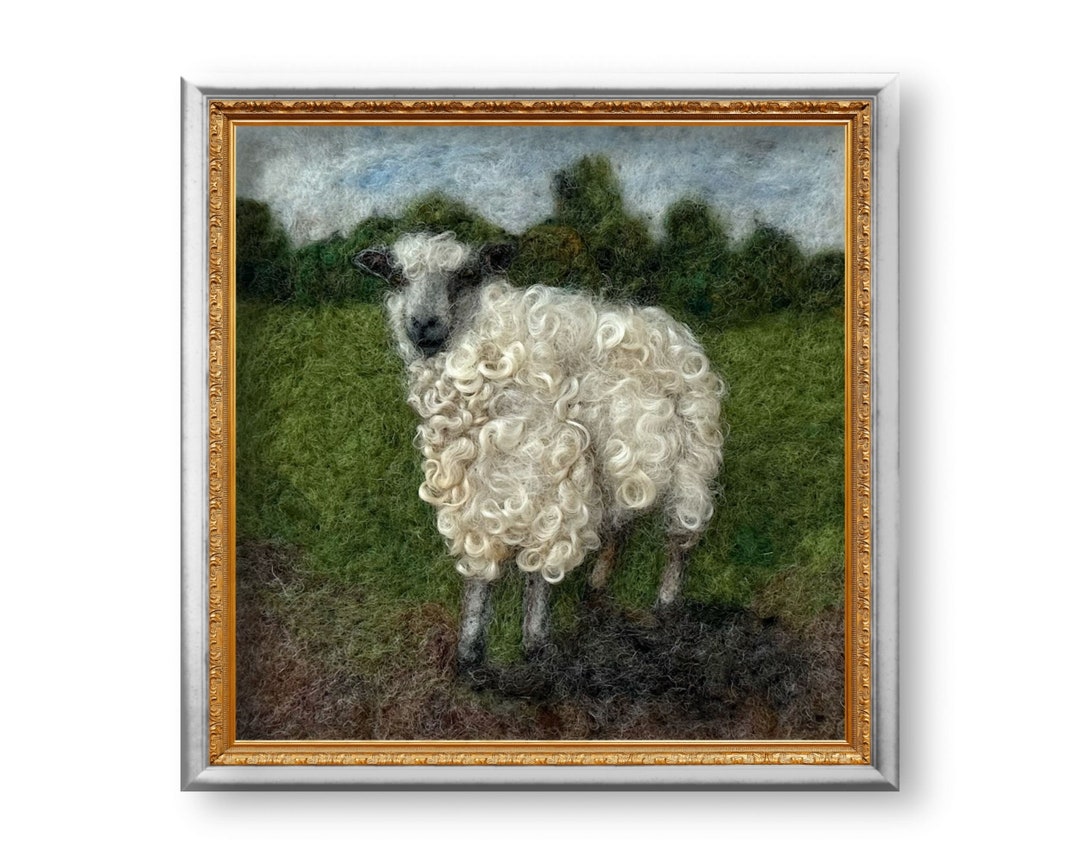 Needle Felted Wool Painting of Wensleydale Sheep 2D Wool Art - Etsy