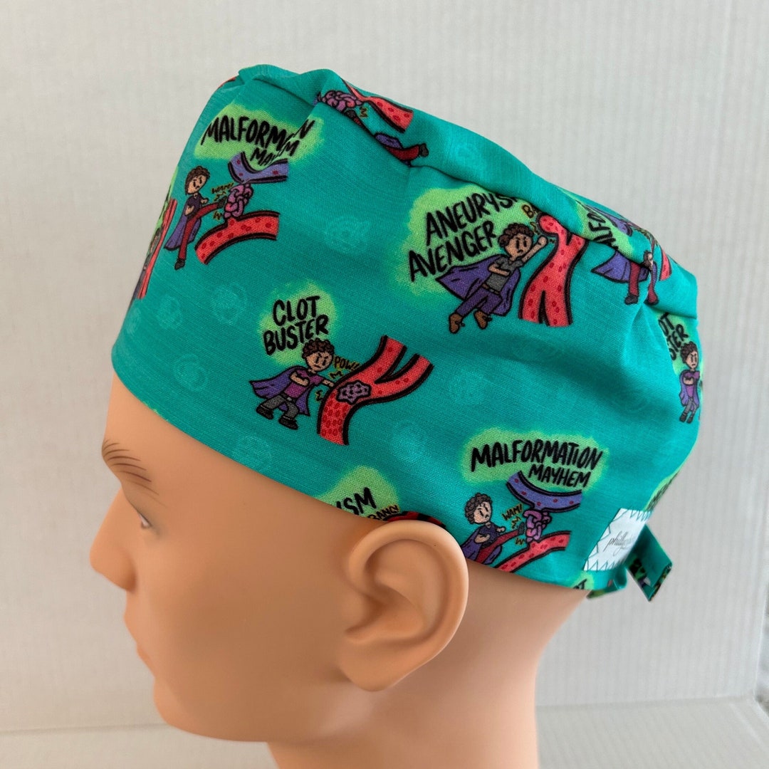 Men's Surgical Scrub Hat~with Ties~aneurysm~clot Buster~malformation ...