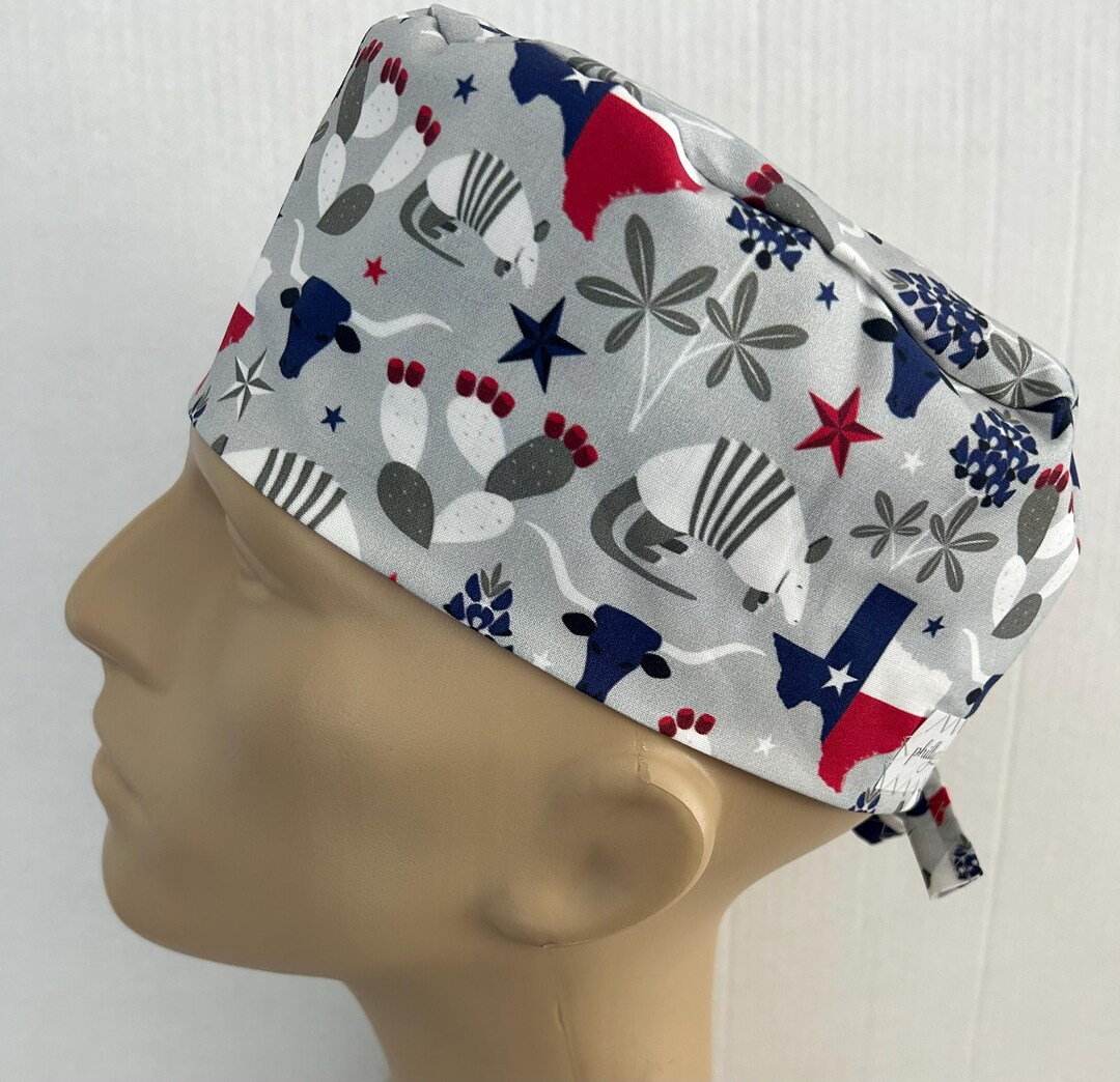 Men's Surgical Scrub Hat~with Ties~texas Strong~lone Star State ...