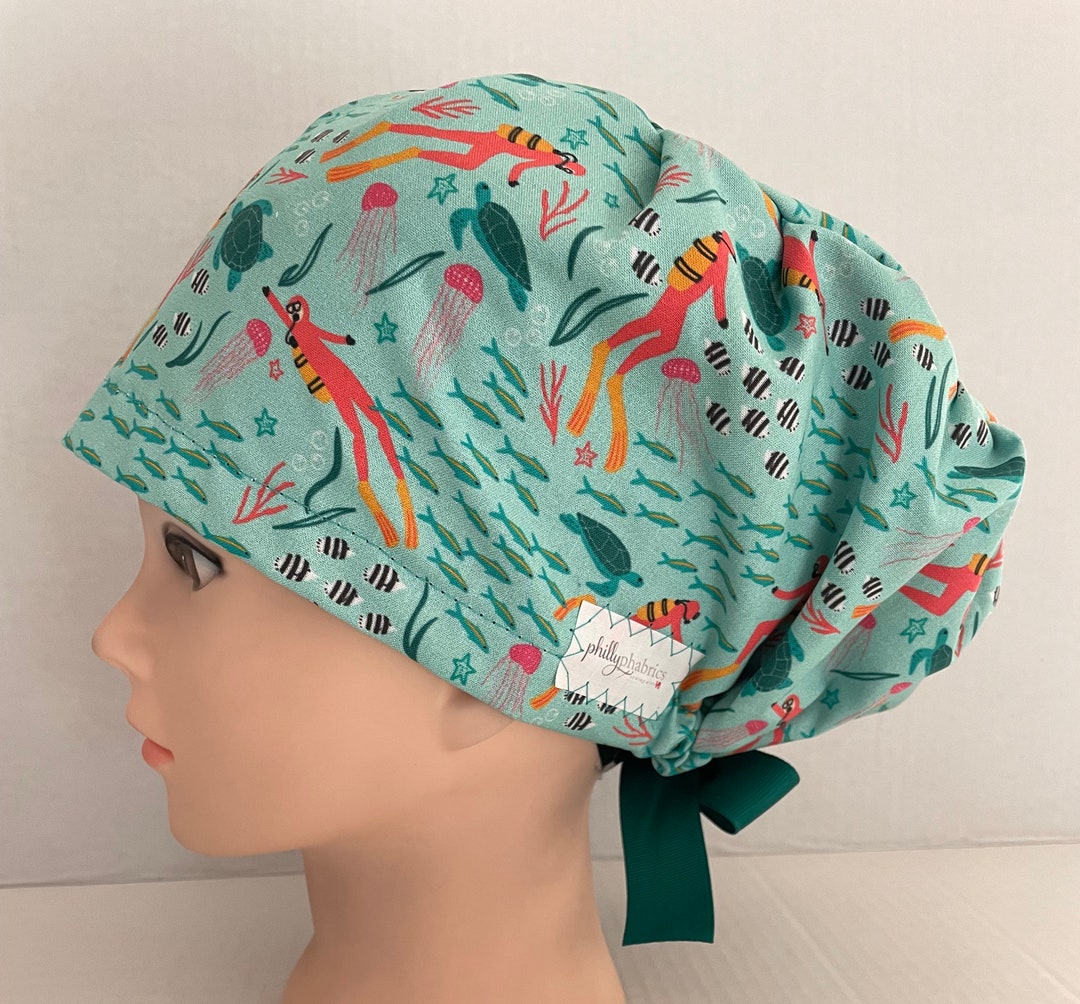 Women's Surgical Scrub Hat~euro Style~scuba~diving~scuba Dive~sea Life ...