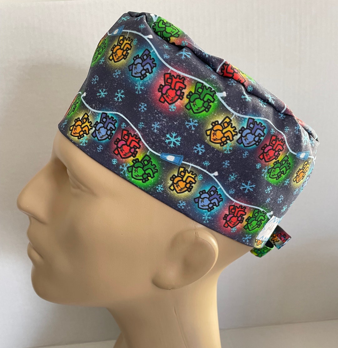 Men's Surgical Scrub Hat~with Ties~cardiology~hearts~cardiac Care ...