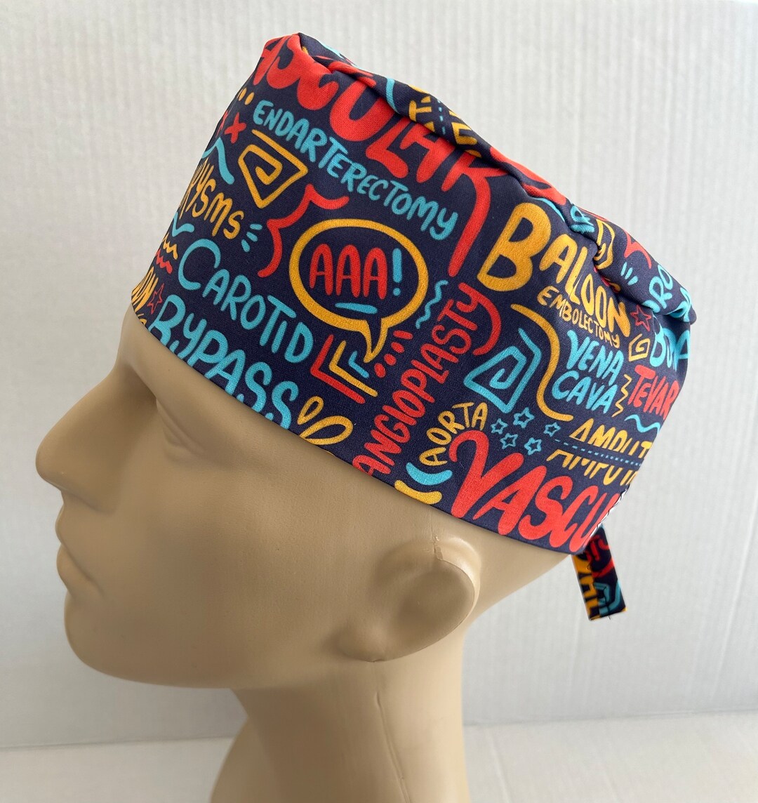 Men's Surgical Scrub Hat~with Ties~vascular~cardiac~heart Transplant ...