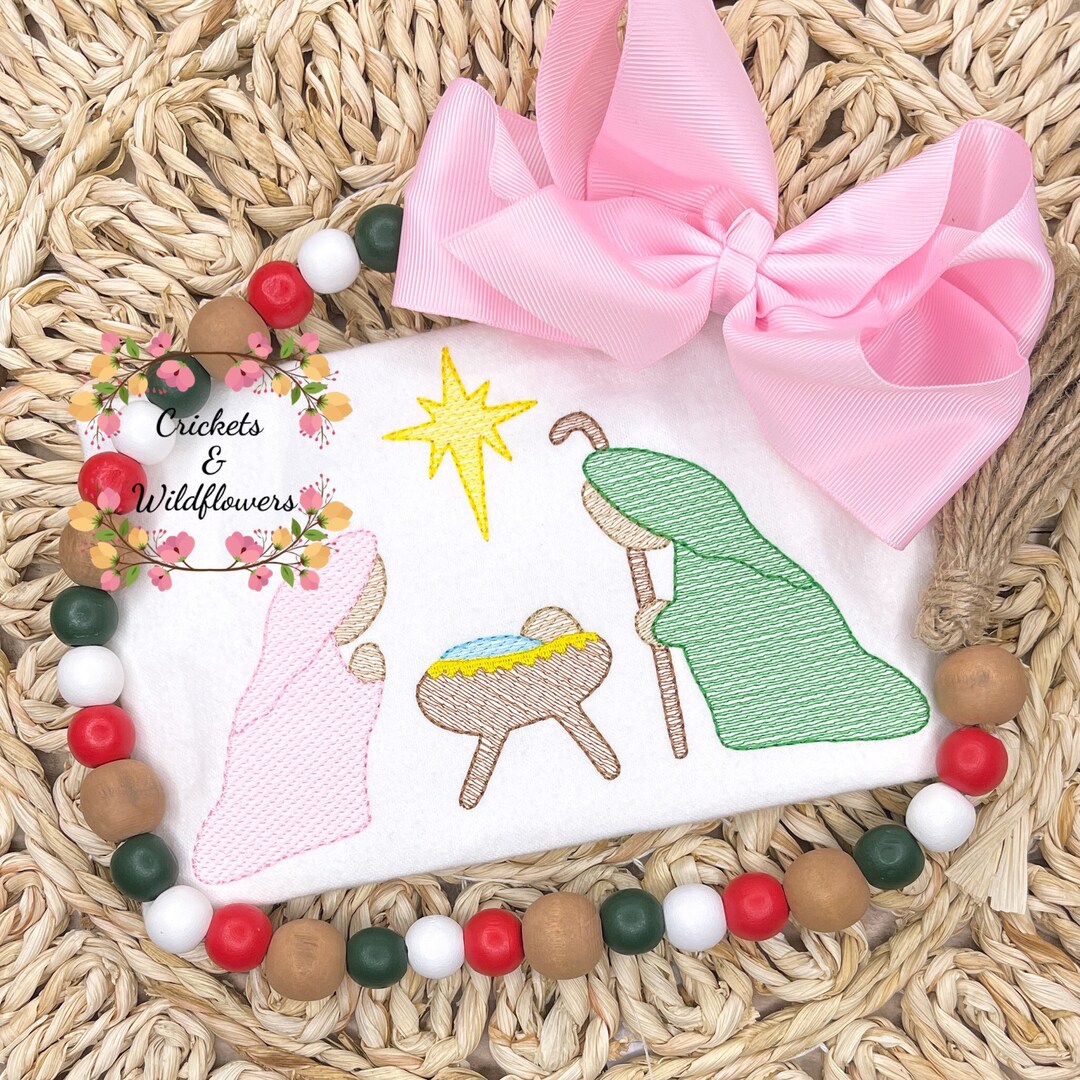 Girls Nativity Scene Shirt, Christmas Shirt for Girl, Personalized ...