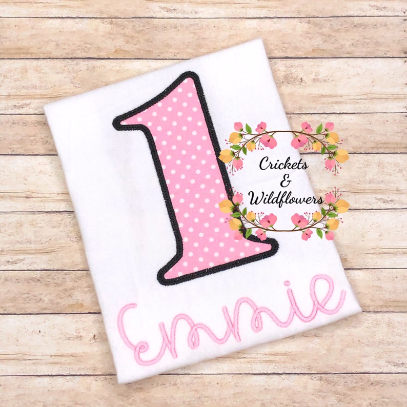 Pink Polka Dot Number Shirt for Girl, Girl Birthday Shirt, 1st Birthday ...