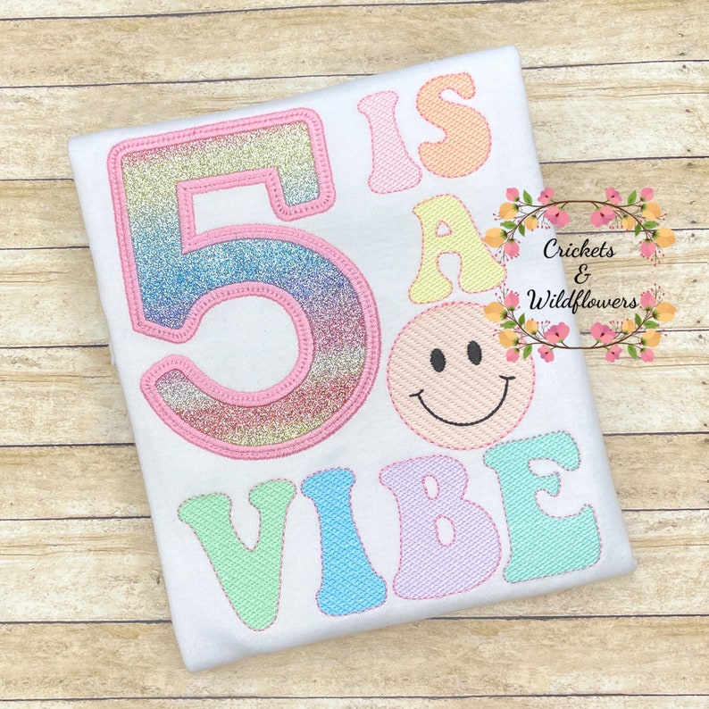 5 is a Vibe Birthday Shirt for Girl, Five is a Vibe Shirt, Groovy ...