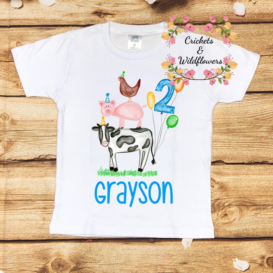 Boys Farm Animals Birthday, Personalized Farm Birthday Shirt, Barnyard ...