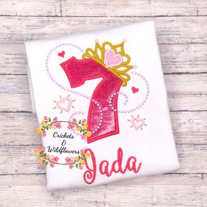 7th Birthday Shirt for Girl, Princess Birthday Shirt, Number With Crown ...