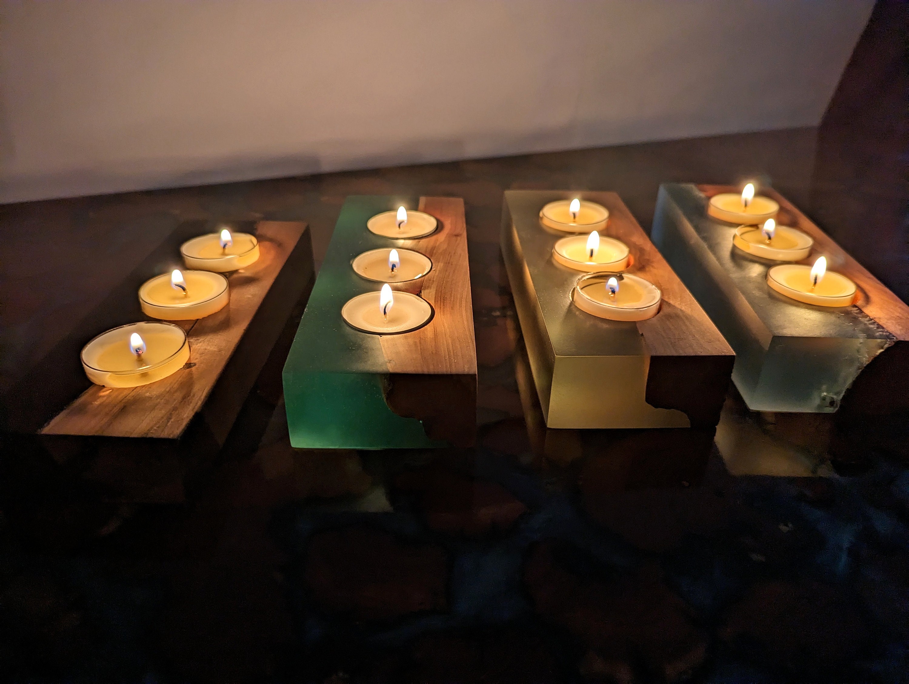 Jade Epoxy & Wood Candle Holders - Etsy