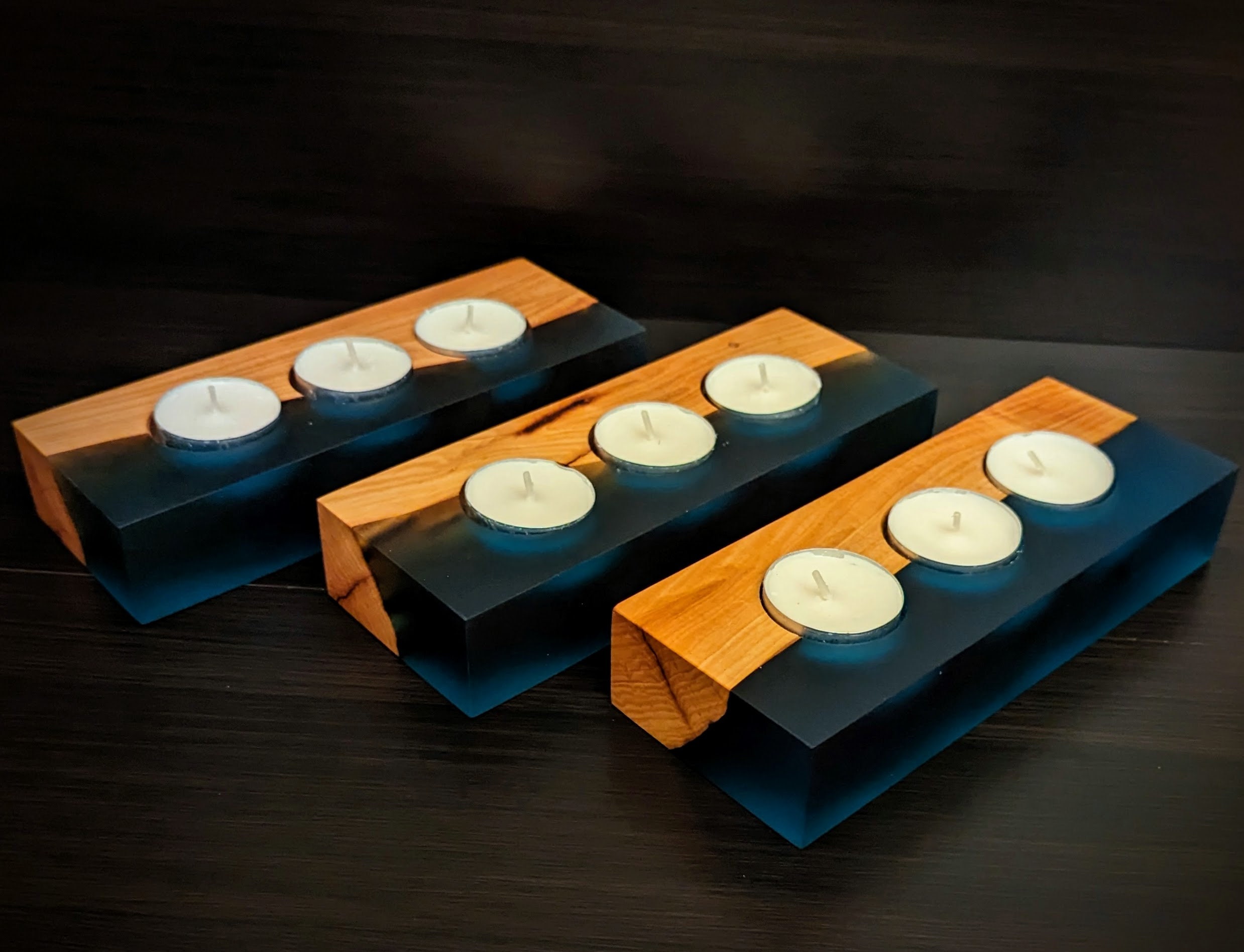 Jade Epoxy & Wood Candle Holders - Etsy