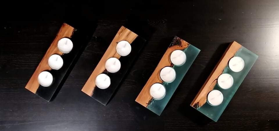 Jade Epoxy & Wood Candle Holders | Etsy