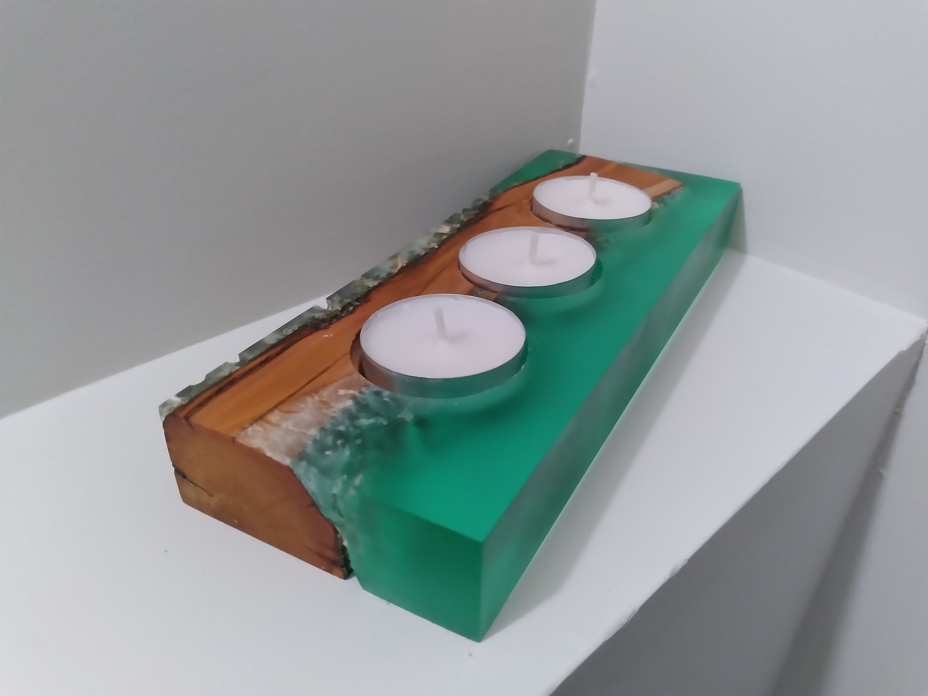Jade Epoxy & Wood Candle Holders | Etsy