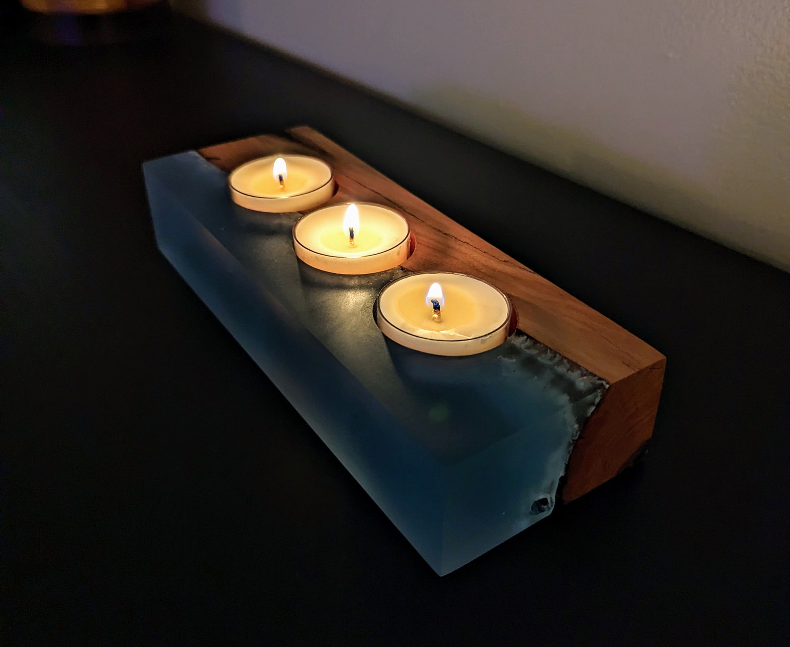 Jade Epoxy & Wood Candle Holders - Etsy
