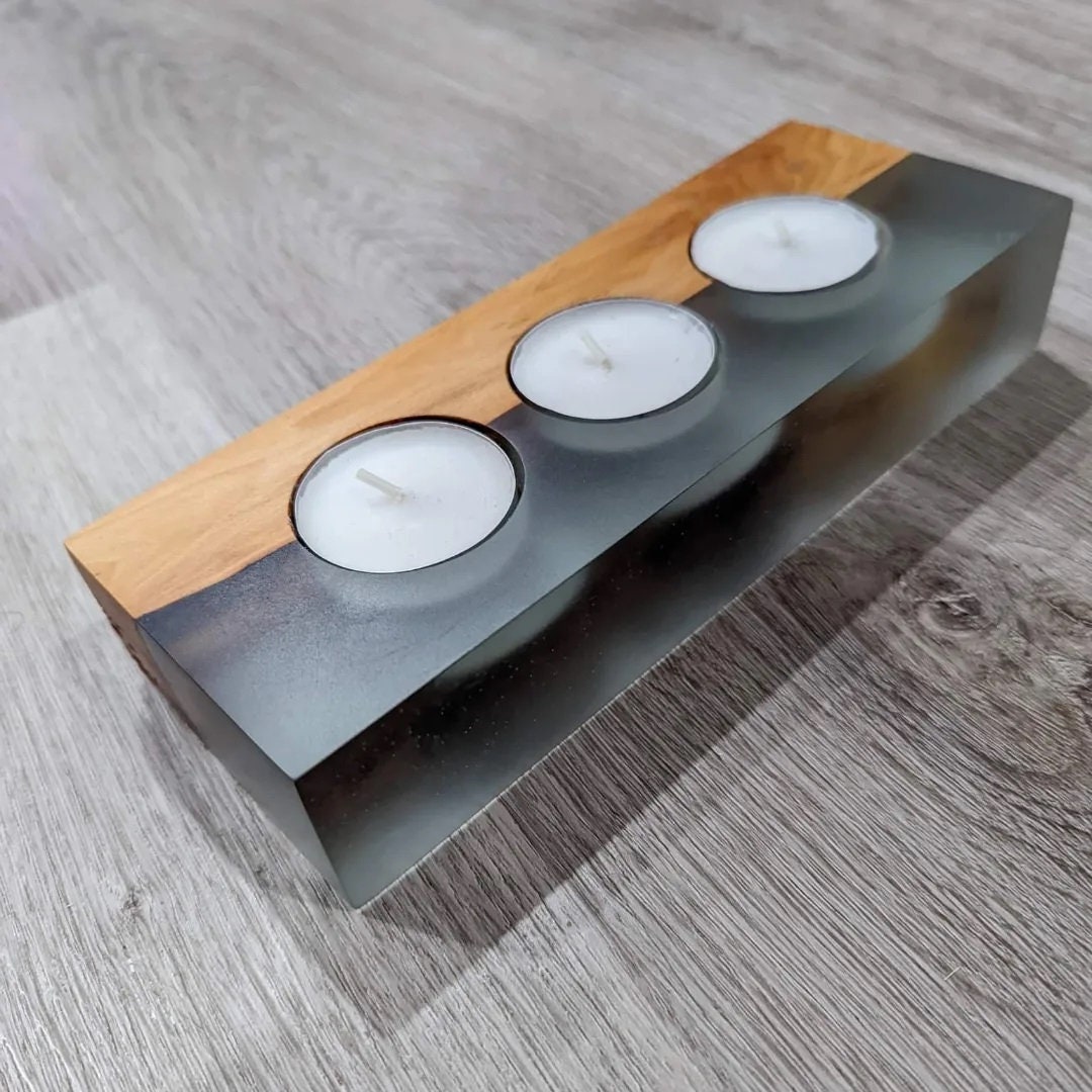 Jade Epoxy & Wood Candle Holders - Etsy