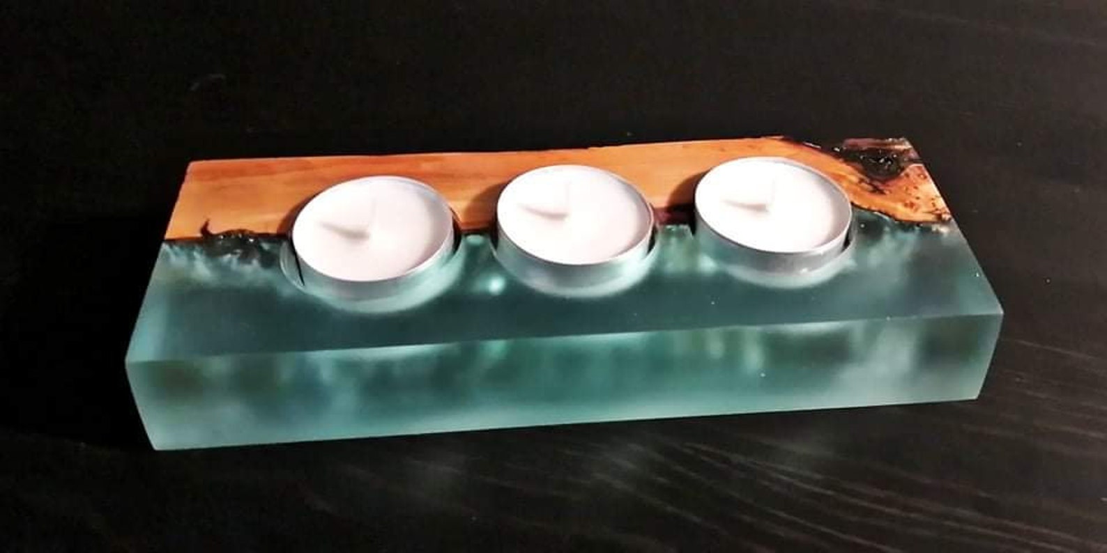 Jade Epoxy & Wood Candle Holders - Etsy