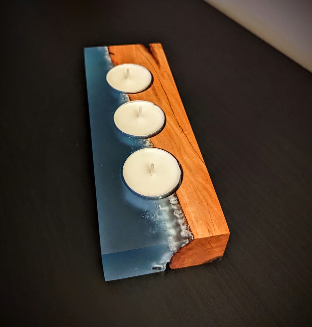 Jade Epoxy & Wood Candle Holders - Etsy