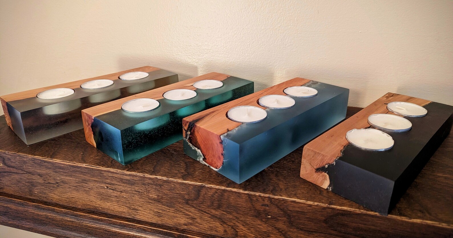 Jade Epoxy & Wood Candle Holders - Etsy