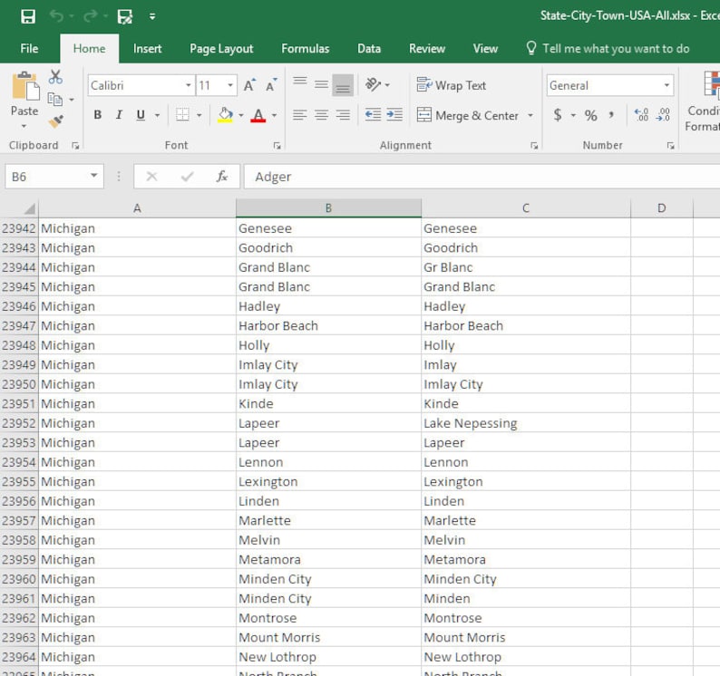 Complete Excel List of All Cities States Towns 50-states United States ...