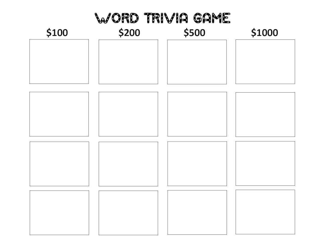 Trivia Party Style Word Game | for Kids and Adults | Parties, Birthdays ...