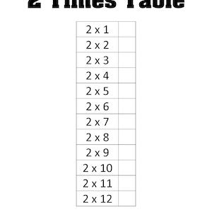 Printable Multiplication Table 2x Single Page Printouts Grade - Etsy Canada