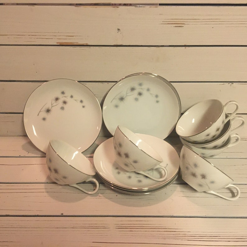 Vintage Retro China Set 6 Teacups With Plates/ Mid Century China Made ...