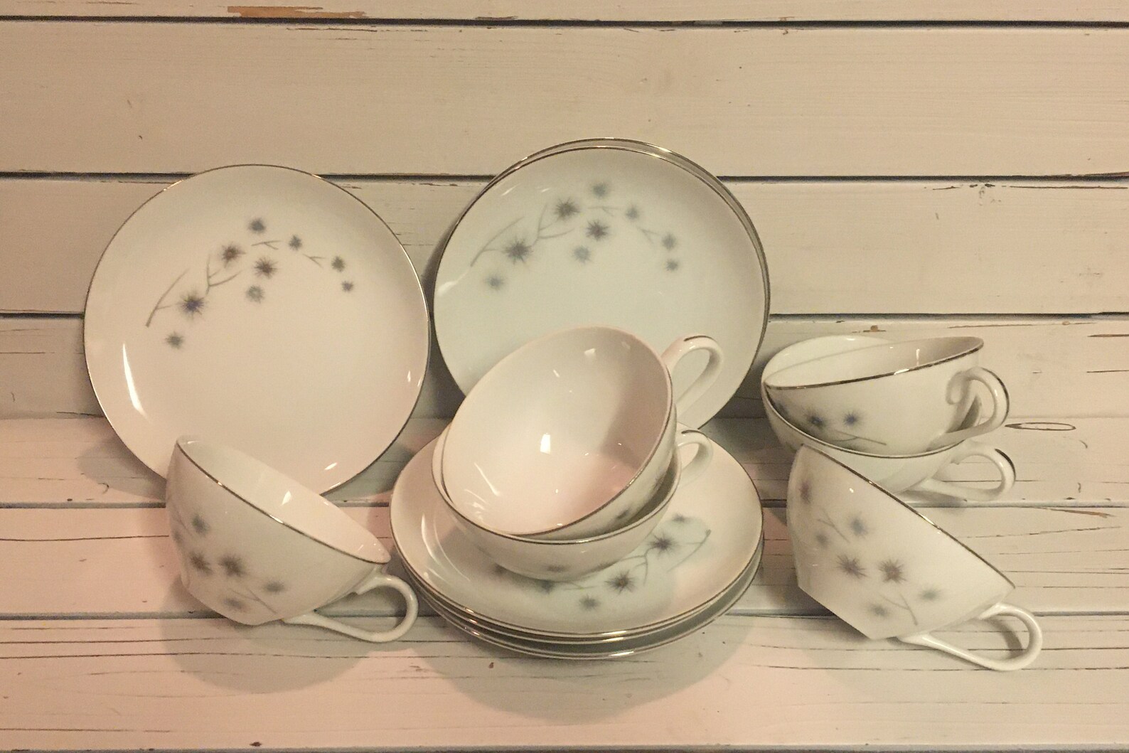 Vintage Retro China Set 6 Teacups With Plates/ Mid Century China Made ...
