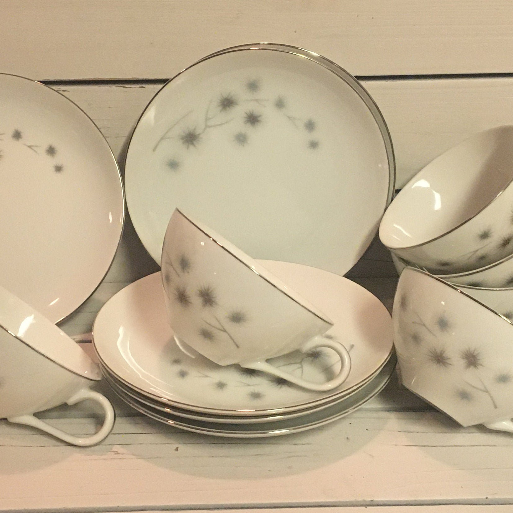 Vintage Retro China Set 6 Teacups With Plates/ Mid Century China Made ...