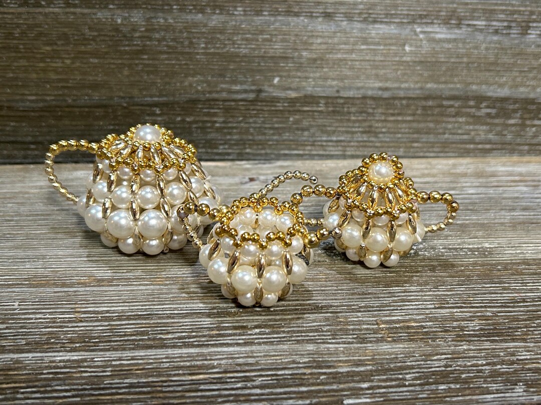 Miniature Beaded Teapot, Creamer and Sugar/ Vintage Beaded Tea Party ...