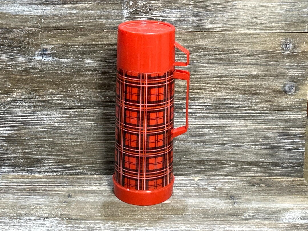 Vintage Thermos/aladdin Brand /mid Century Thermos/plaid Thermos ...