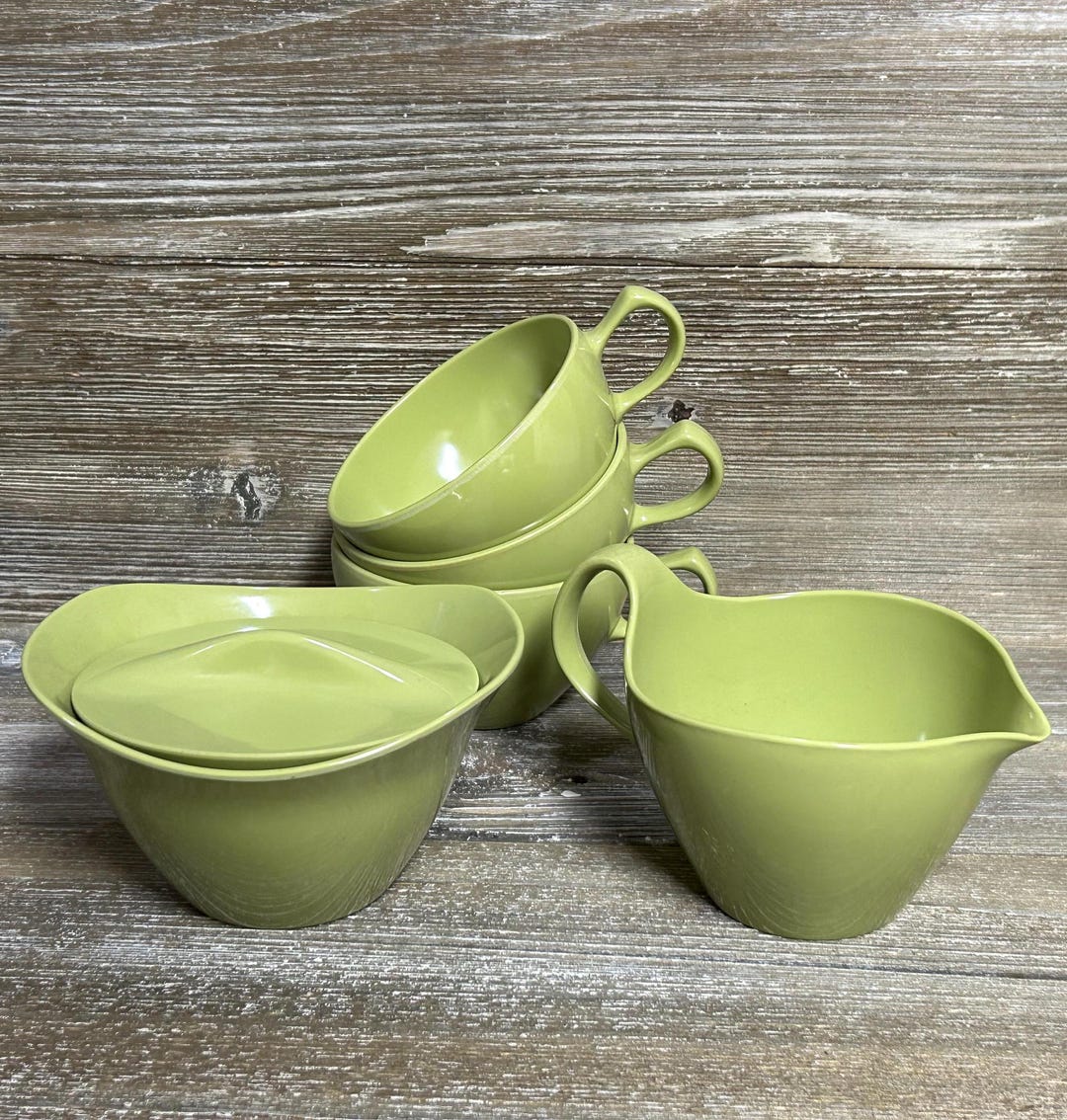 Vintage Oneida Melamine Avocado MCM Coffee Bar Set/ Mid Century Modern ...