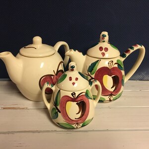 Vintage Purinton Pottery Hand Painted Slip Wear Teapots Creamer and ...