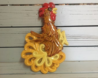 Primitive Hooked Rug, Rooster Decor, Tapestry, Wall Hanging, Rooster ...