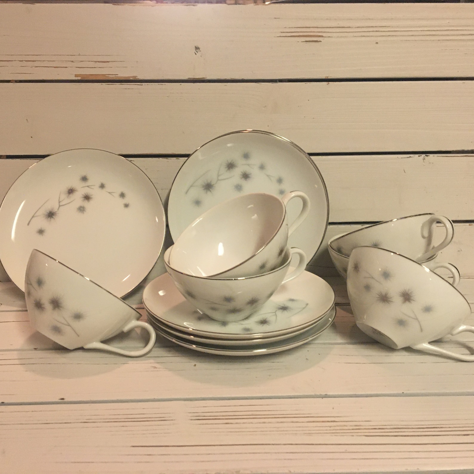 Vintage Retro China Set 6 Teacups With Plates/ Mid Century China Made ...