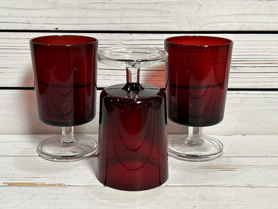 Vintage Ruby Luminarc Cavalier Glasses / Made in France/ Midcentury ...