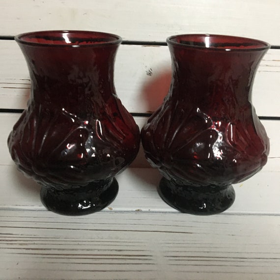 Vintage Ruby Red Vases Set 2/ Anchor Hocking Red Vases/ Red - Etsy