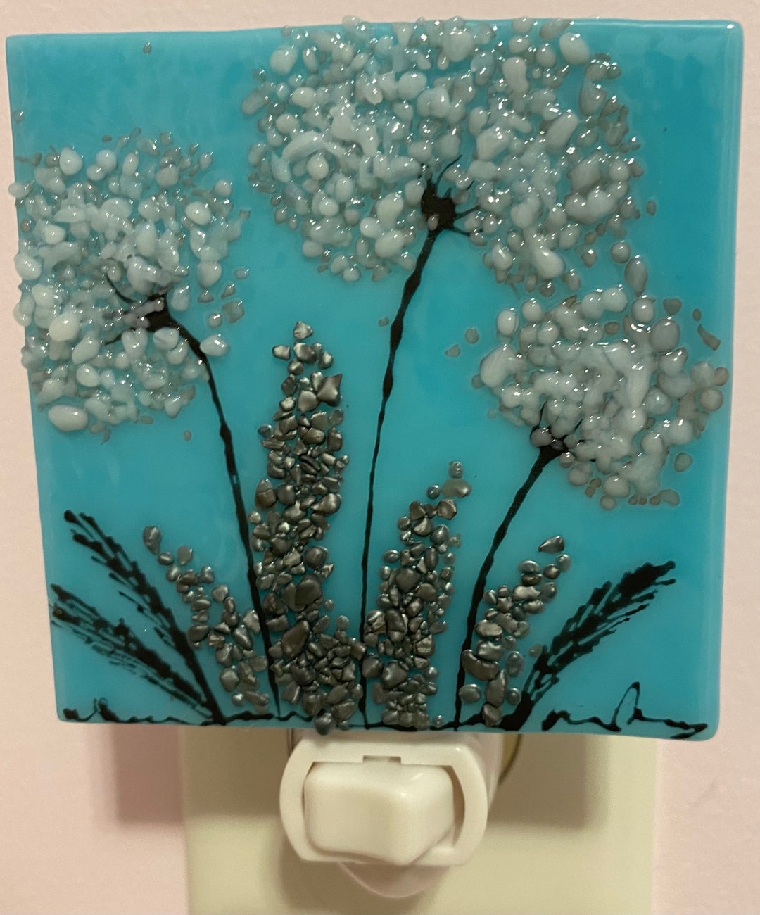 Flowers Night Light, Spring Night Light, Fused Glass Nightlight ...