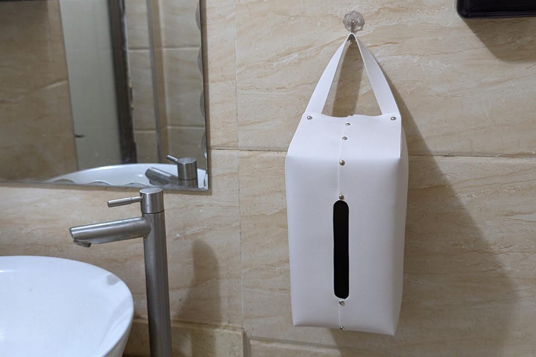 Hanging Tissue Box Holder With Detachable Straps, Decorative PU Leather ...
