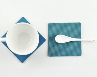 Square PU Leather Coaster With Pattern Water Resistant | Etsy