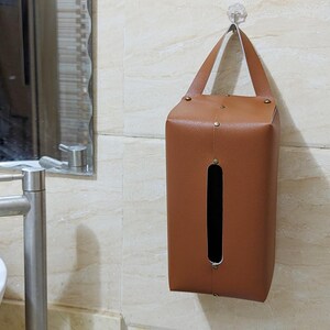 Hanging Tissue Box Holder With Detachable Straps, Decorative PU Leather ...