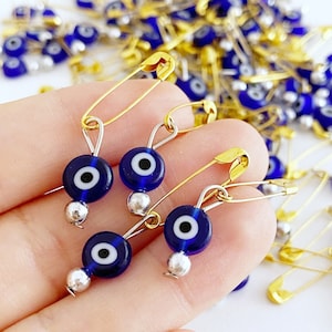 Evil Eye Safety Pins, BULK 5 to 100 Pcs, Wedding Invitation Favor ...