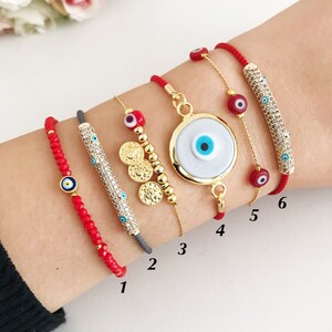 Red Greek Evil Eye Bracelet, Murano Glass Evil Eye Bracelet, Adjustable ...
