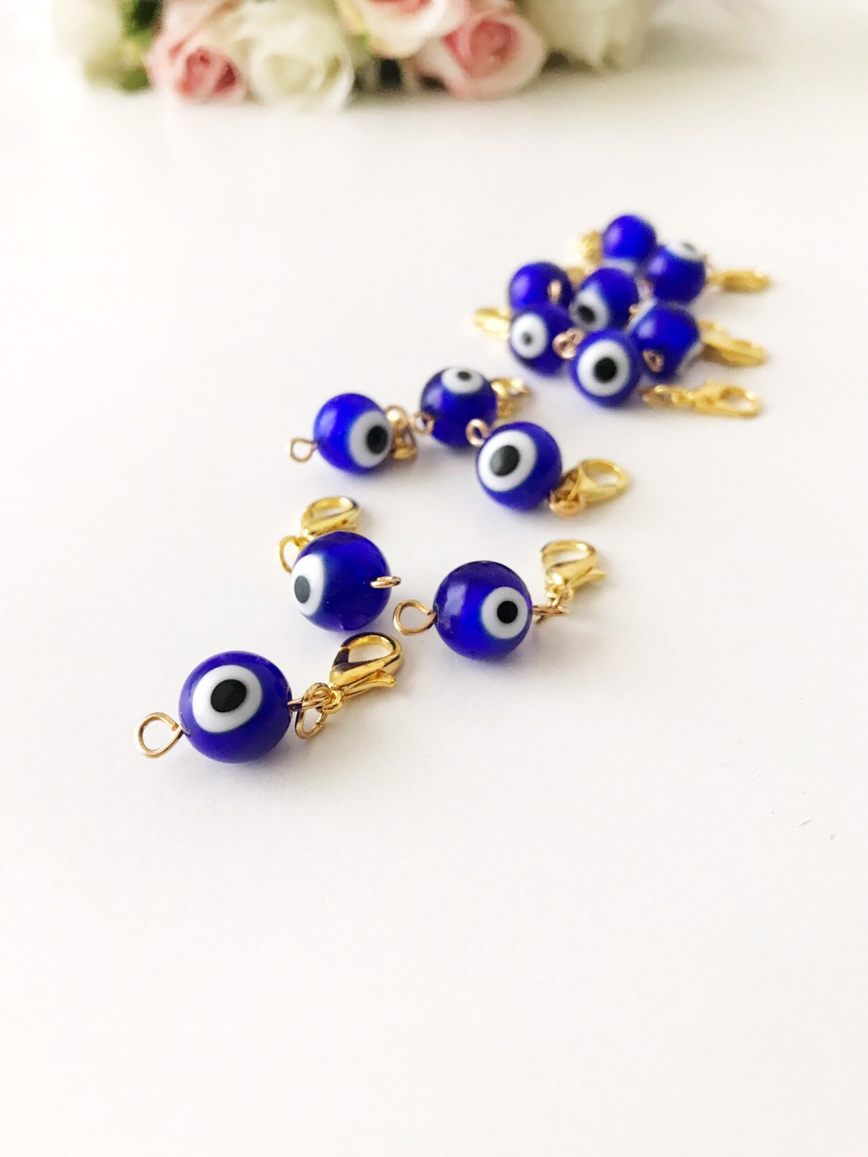 Evil Eye Charm Gold Evil Eye Charm With Lobster Clasp 10mm - Etsy