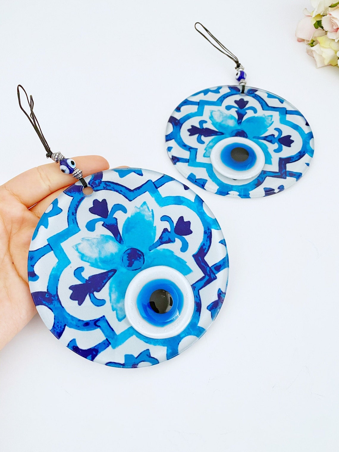 Evil Eye Wall Decor, Fused Glass Evil Eye Bead, Handmade Glass Evil Eye ...