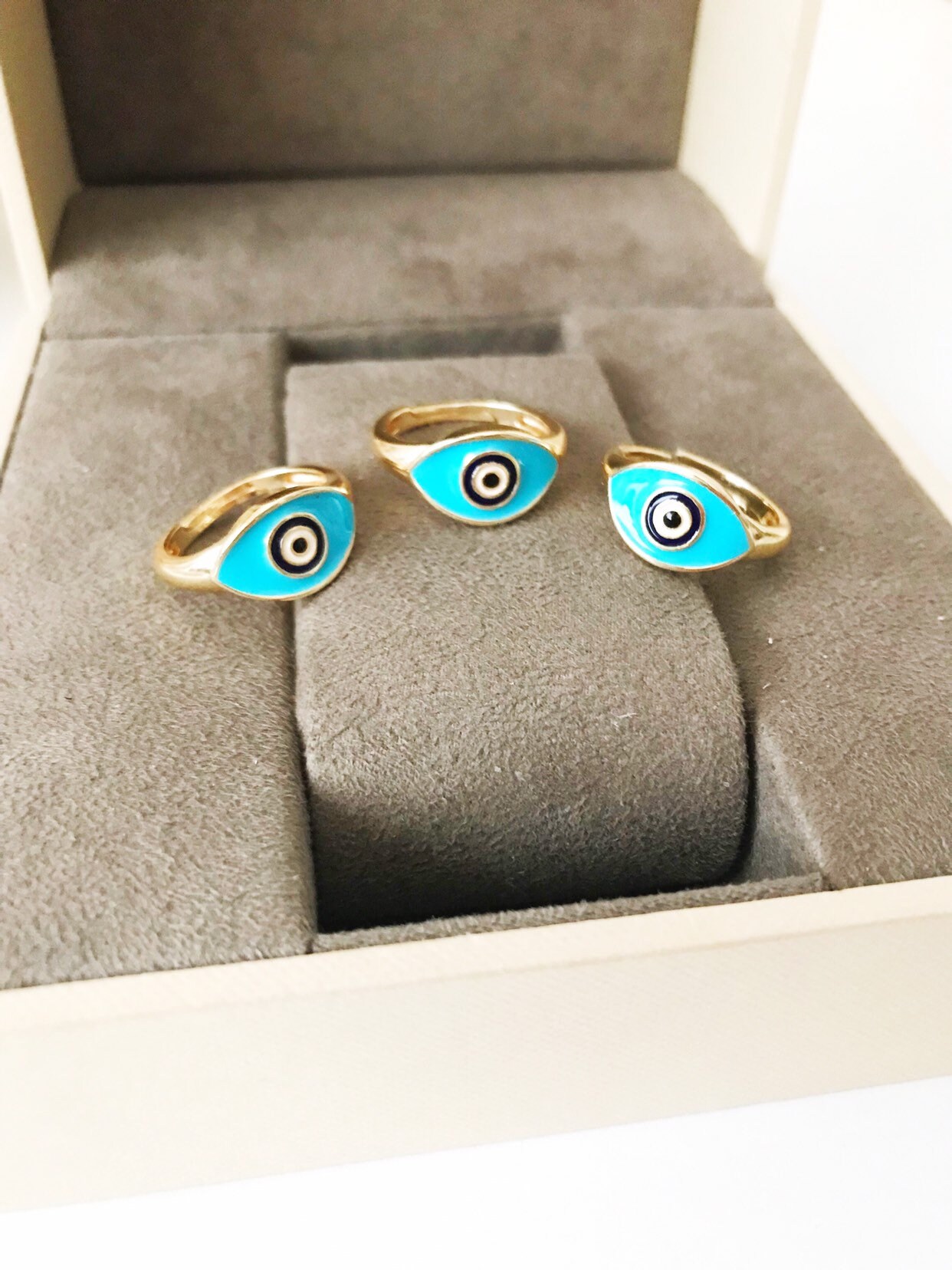 Adjustable ring evil eye ring blue evil eye evil eye | Etsy