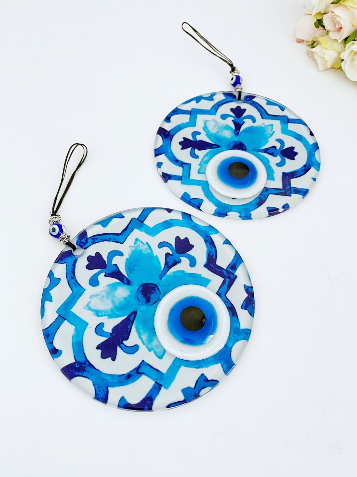 Evil Eye Wall Decor, Fused Glass Evil Eye Bead, Handmade Glass Evil Eye ...
