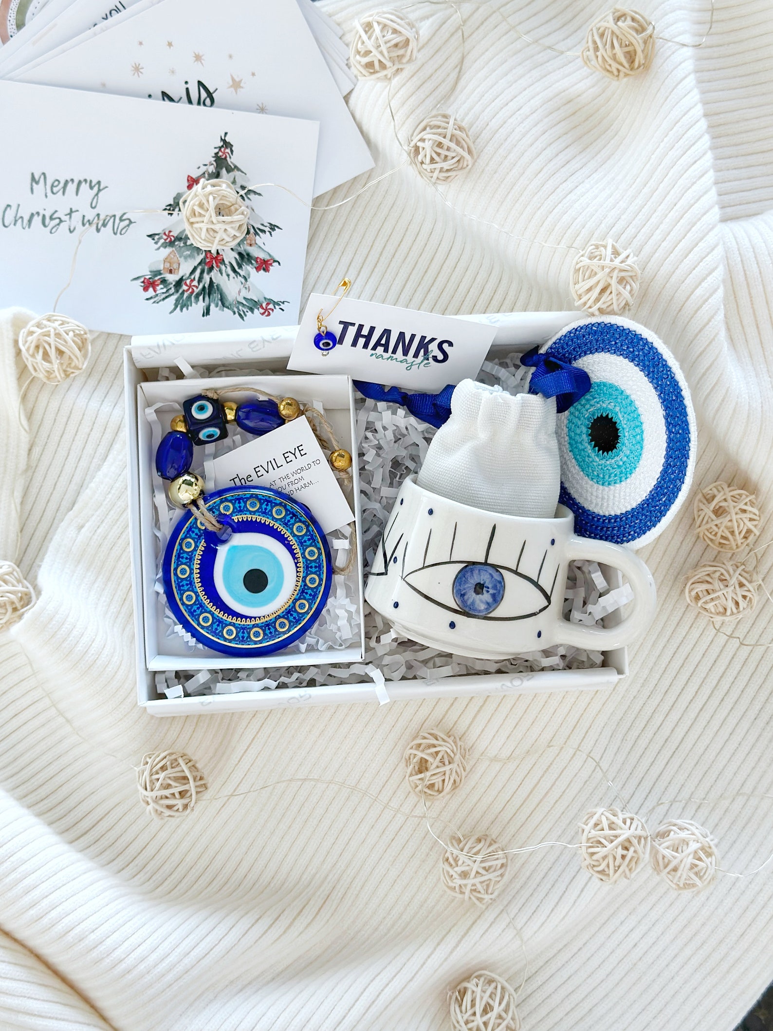 Hygge Gift Box: Evil Eye Wall Hanging & Ceramic Mug - Etsy